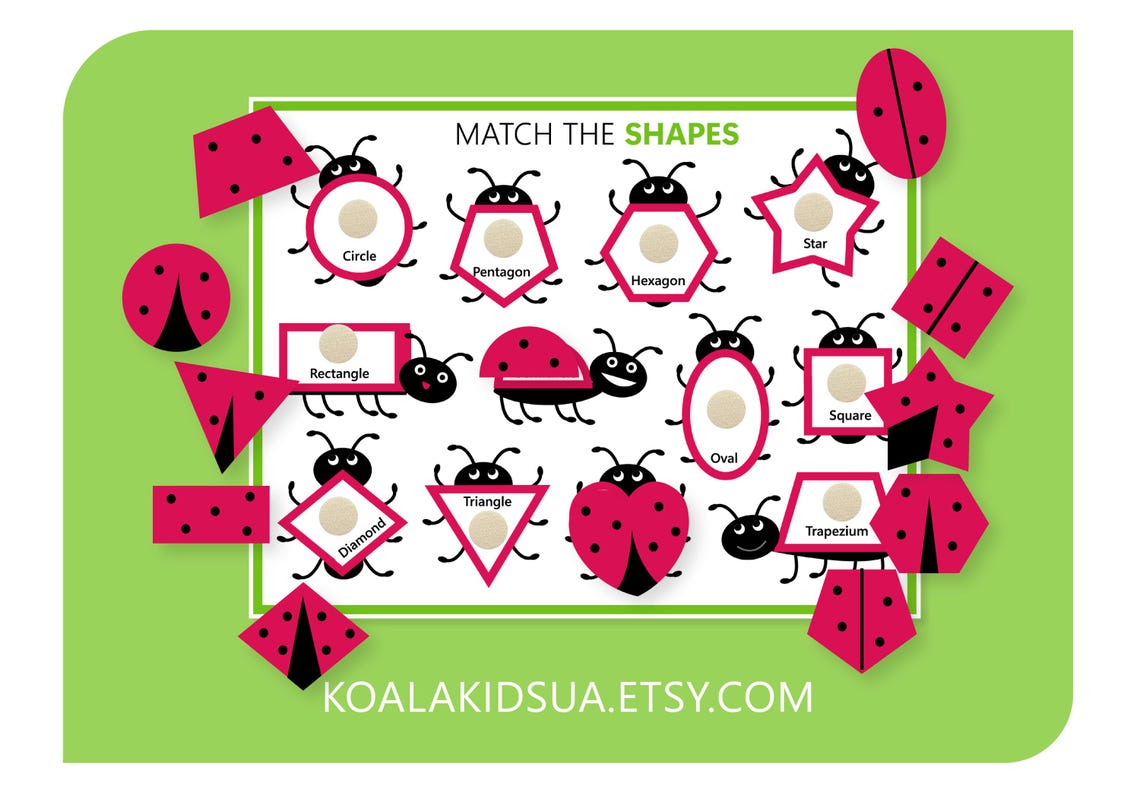 Ladybug 2D Match the Shapes | Spring Busy Book Page | File Folder Games ...