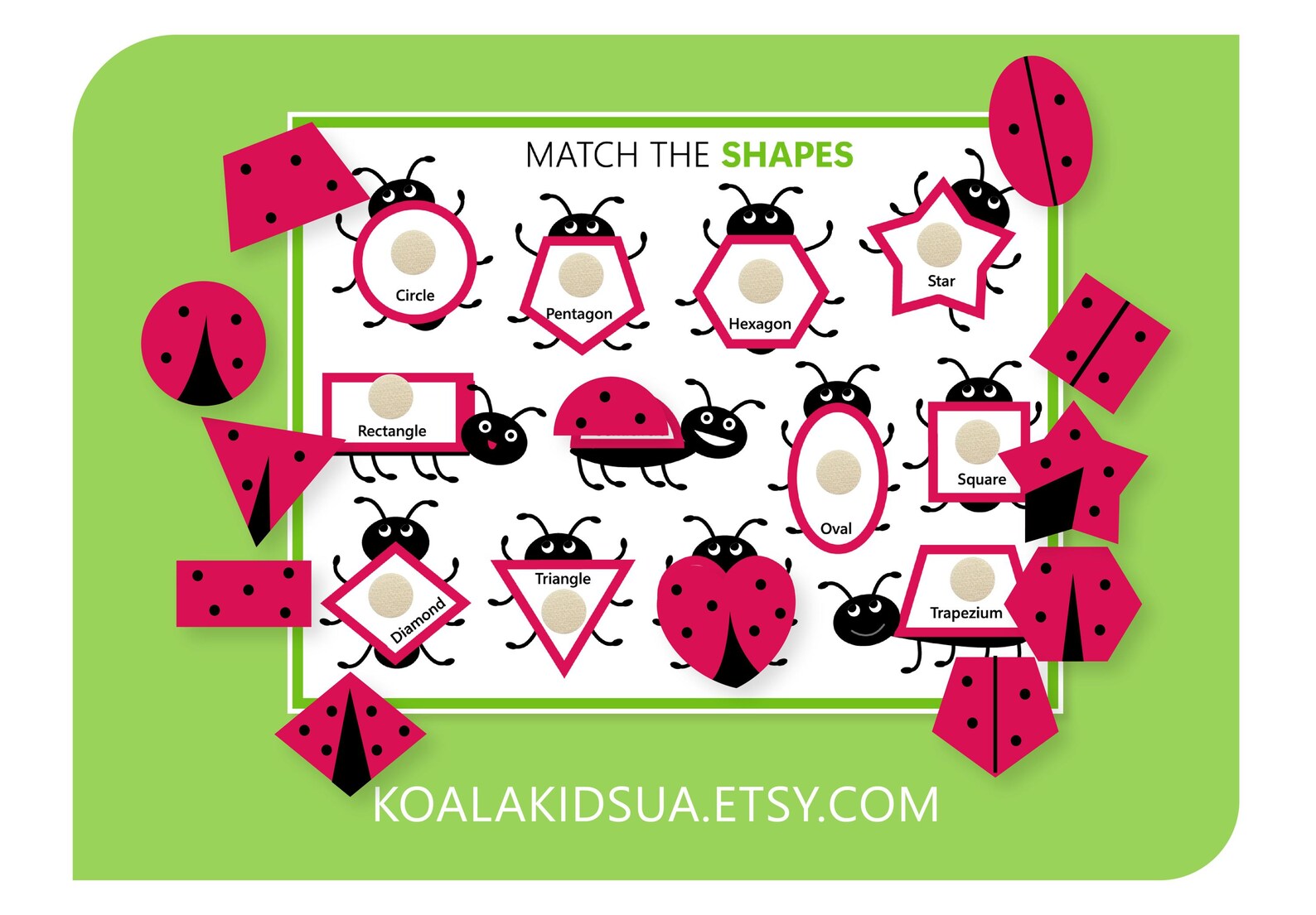 Ladybug 2D Match the Shapes | Spring Busy Book Page | File Folder Games ...