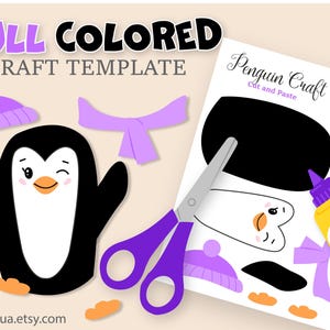Penguin Cut and Glue | Paper Template Craft | Coloring Page | Printable ...
