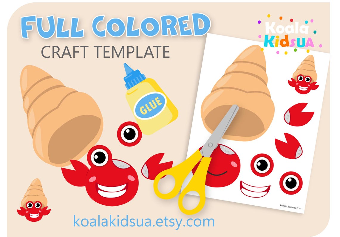 Hermit Crab Craft Template | Sea Life Activity | Ocean Animals | Cut ...