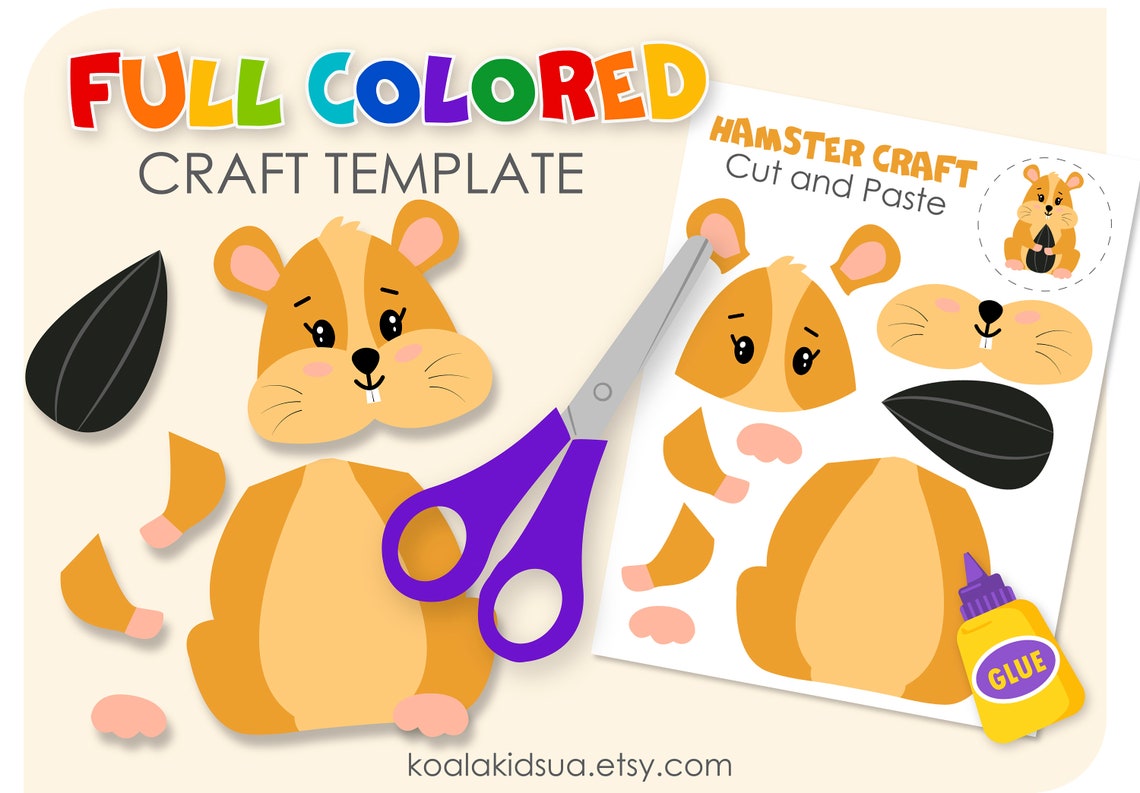 Hamster Craft for Kids: Cut & Paste Activity (printable PDF) - Etsy
