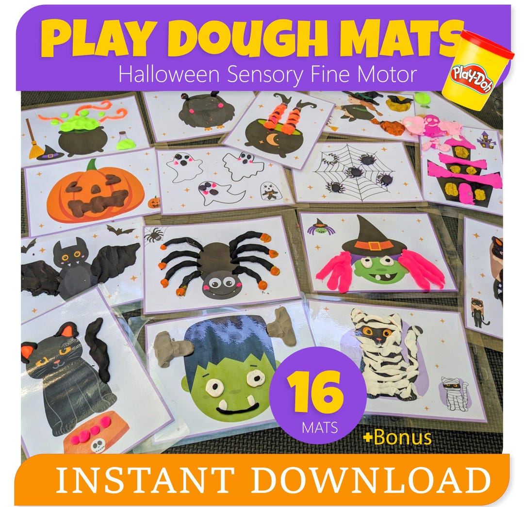 Halloween Playdough Mats | 16 Printable Activity Sheets (digital ...
