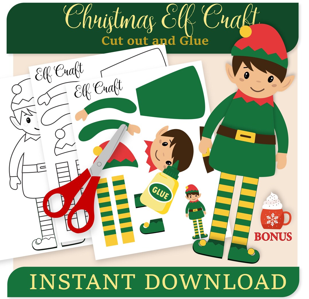 Christmas Elf Craft | Cut and Paste Activity (PDF) - Etsy