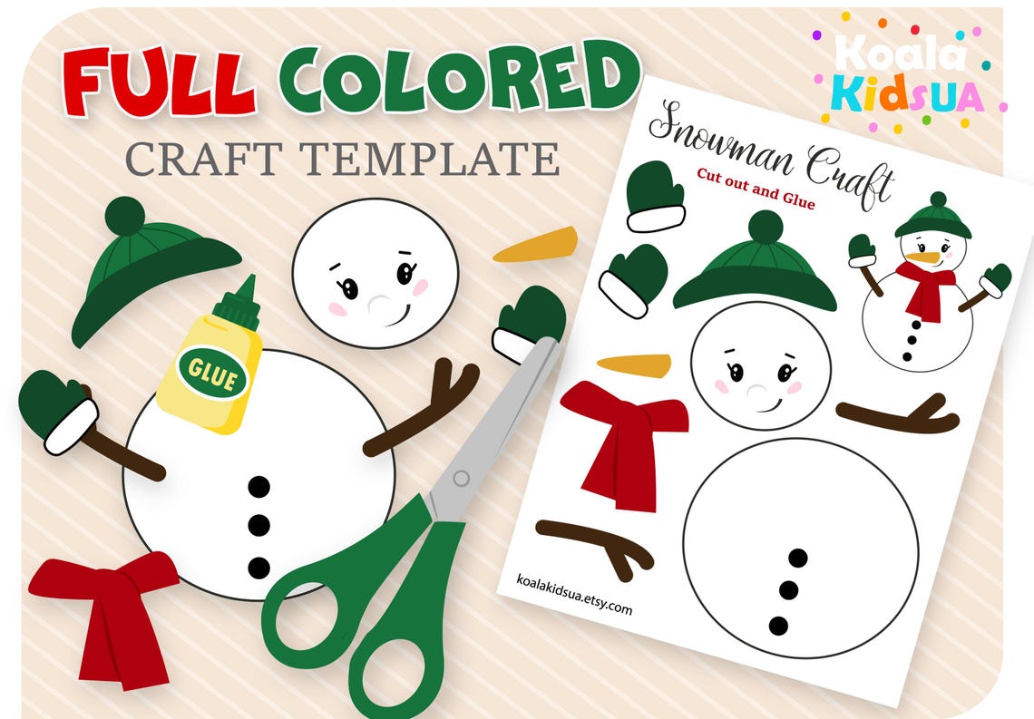 Printable Snowman Craft | Cut Out Paste Glue | Template for Kids ...