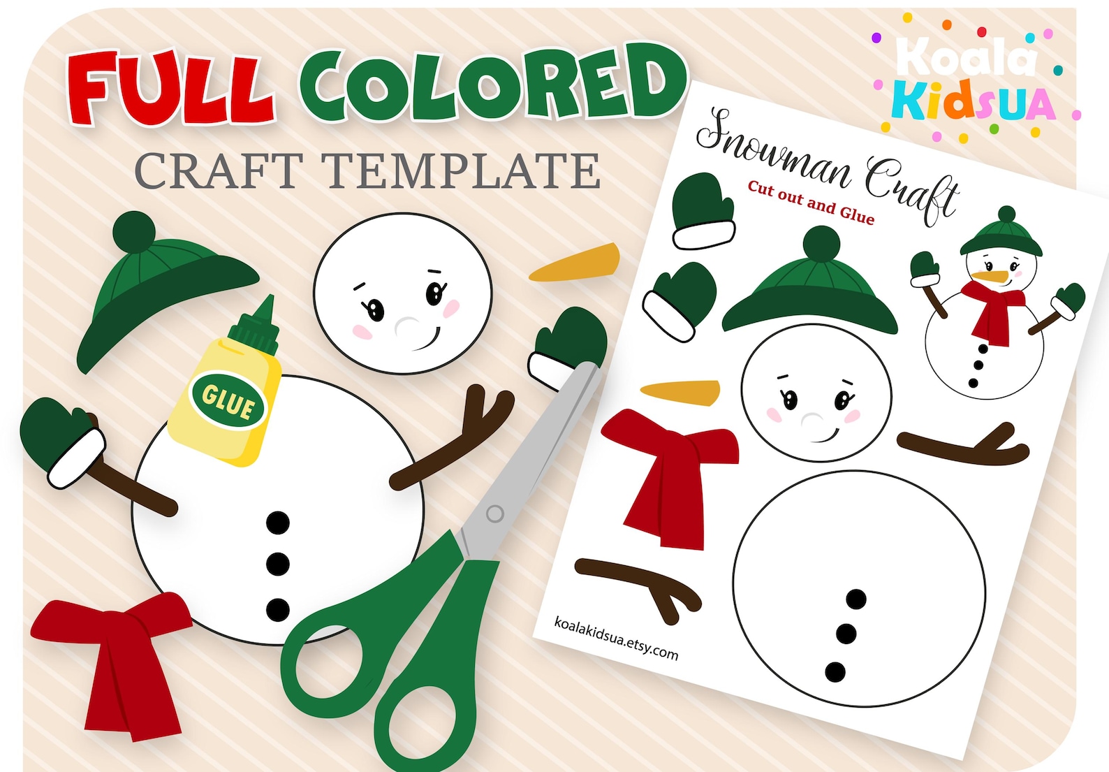 Printable Snowman Craft | Cut Out Paste Glue | Template for Kids ...