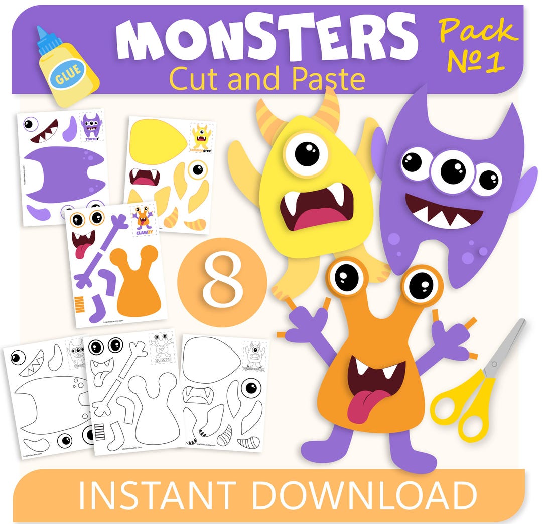 Monster Craft Printable Templates: Halloween Kids Activity Pack ...