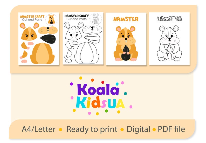 Hamster Craft for Kids: Cut & Paste Activity (printable PDF) - Etsy