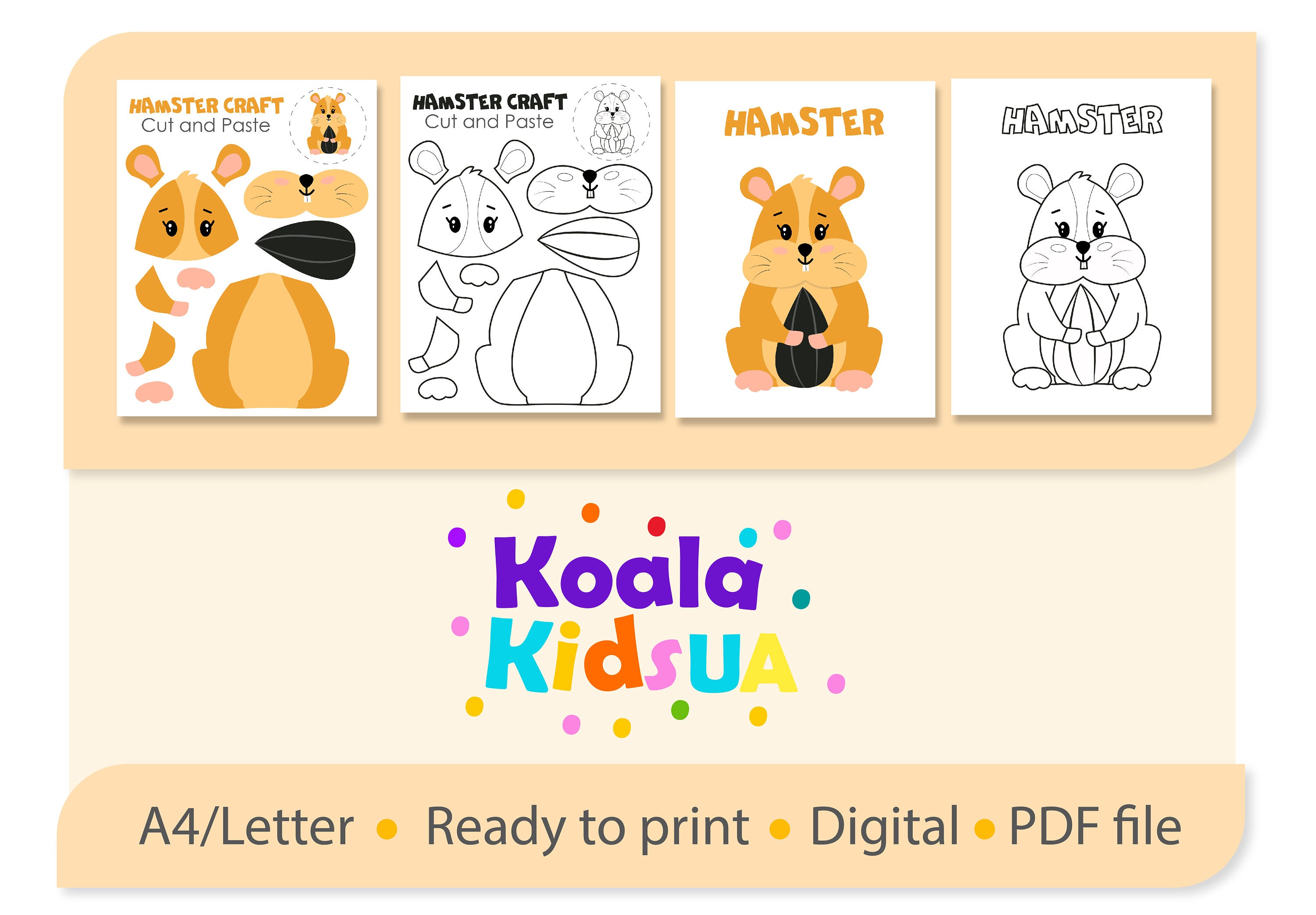 Hamster Craft for Kids: Cut & Paste Activity (printable PDF) - Etsy
