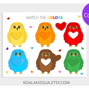 Owl Color Matching Game: Montessori Toddler Printable (digital Download ...
