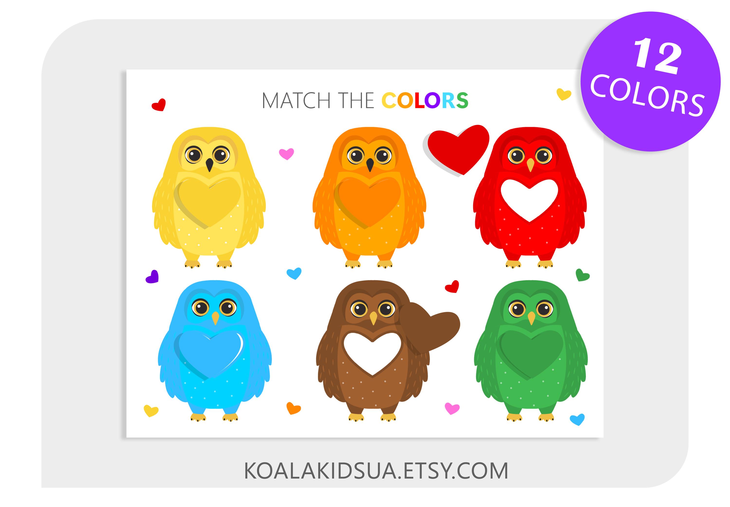 Owl Color Matching Game: Montessori Toddler Printable (digital Download ...