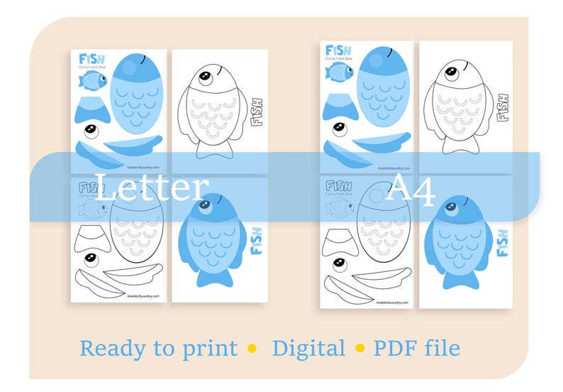 Fish Craft: Cut and Paste Paper Ocean Template (digital Download) - Etsy