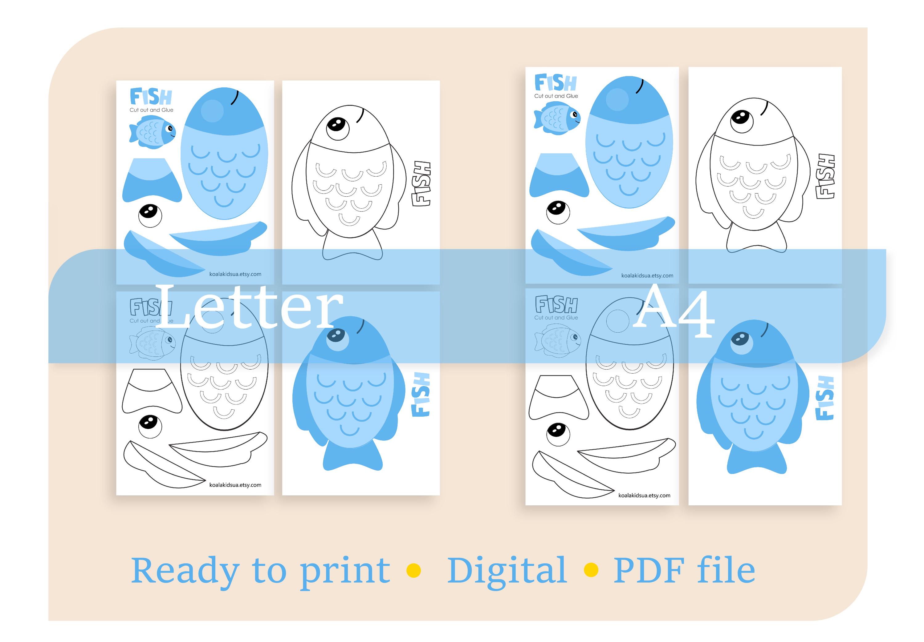 Fish Craft: Cut and Paste Paper Ocean Template (digital Download) - Etsy