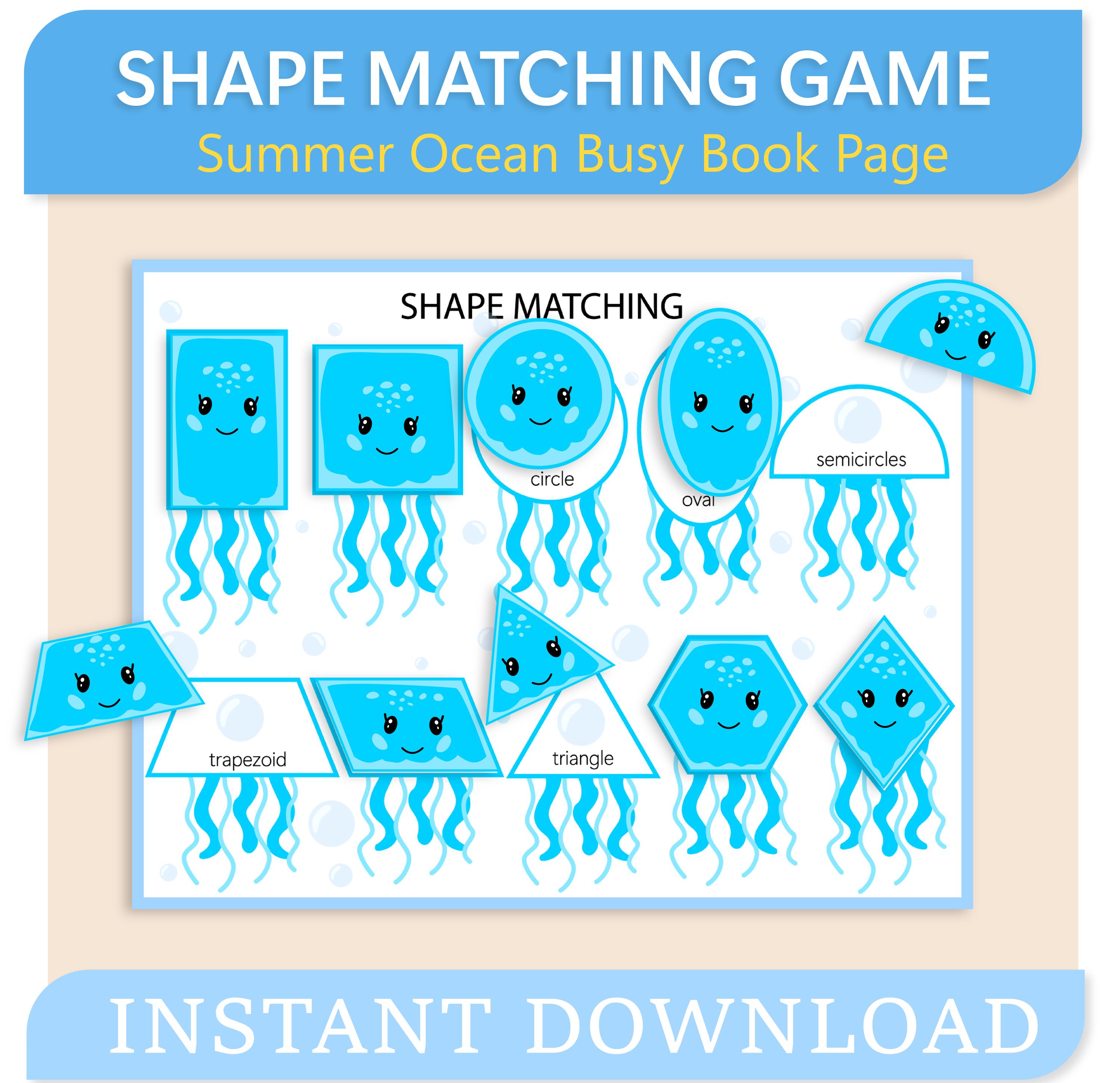 Jellyfish Activities | Shape Matching | Digital 2D Shapes Summer Busy ...