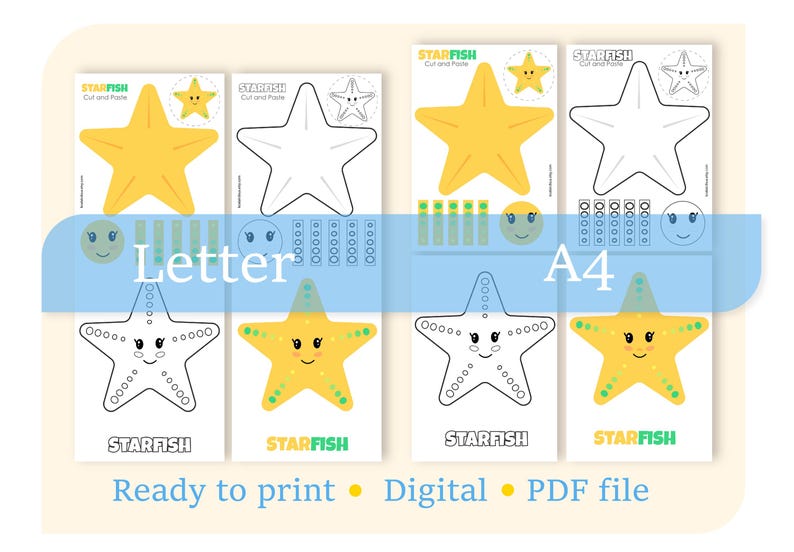 Starfish Craft Template: Cut, Paste & Color - Preschool Ocean Art ...
