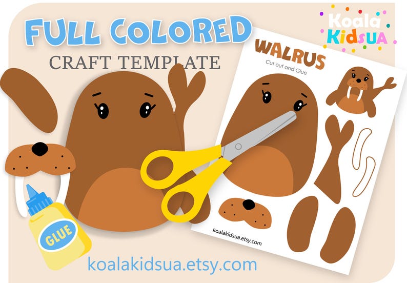 Cut Out and Glue | Craft Template for Kids | Coloring Page | Printable ...