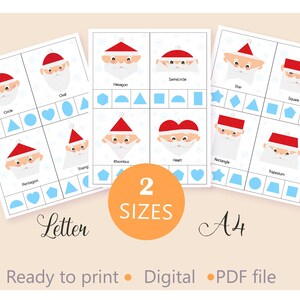 Santa Claus Shape Matching Clip Cards: Christmas Toddler Activity ...