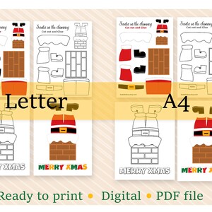 Santa in Chimney | Cut Out & Glue | Printable Coloring Page | Christmas ...