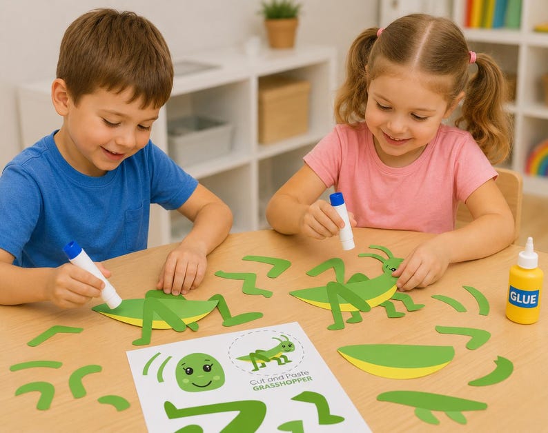Grasshopper Paper Craft Template: Printable Kids Activity & Coloring ...
