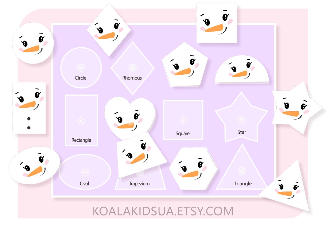 Snowman 2D Shapes Matching | Winter Busy Book Page | File Folder Games ...