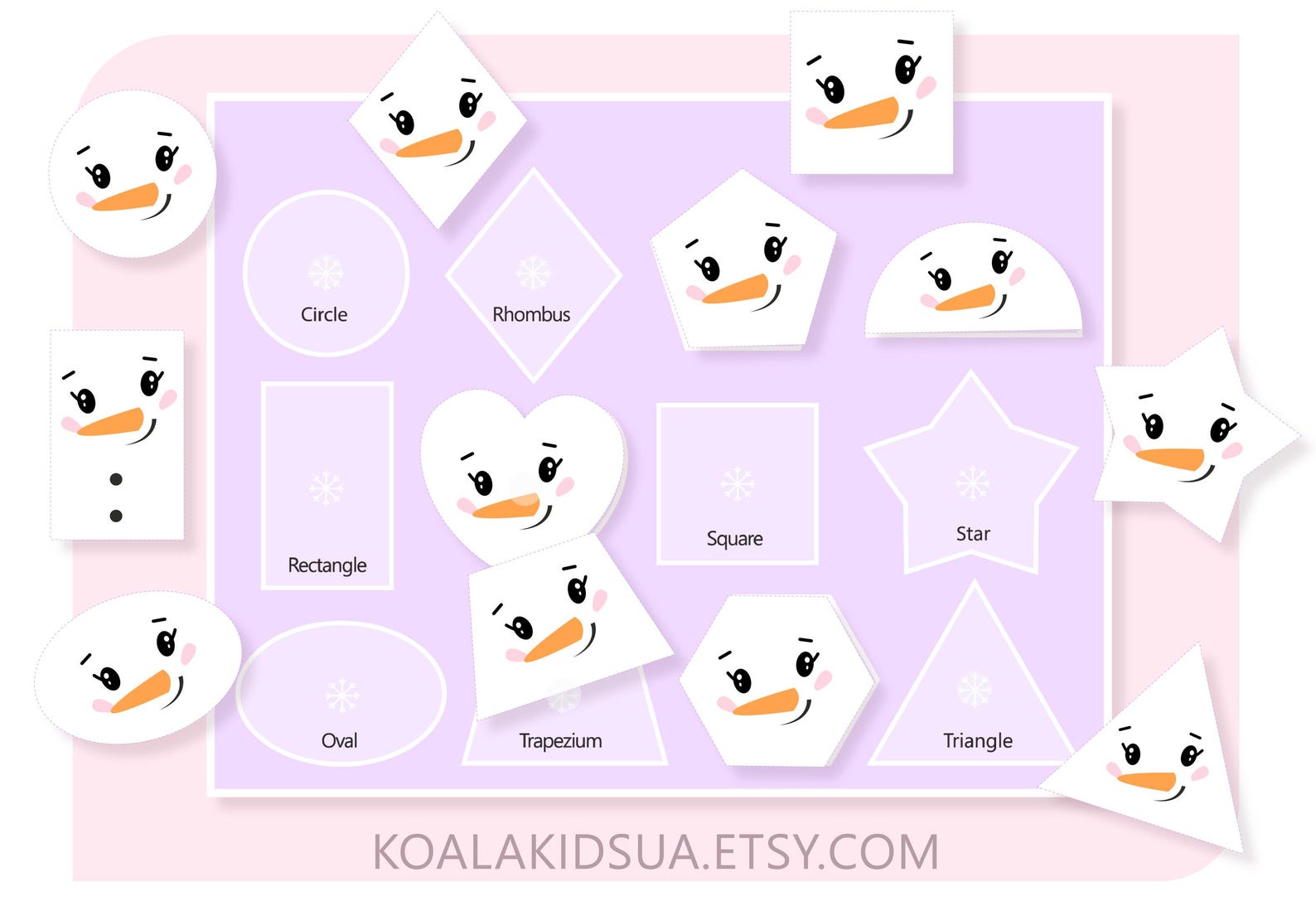 Snowman 2D Shapes Matching | Winter Busy Book Page | File Folder Games ...