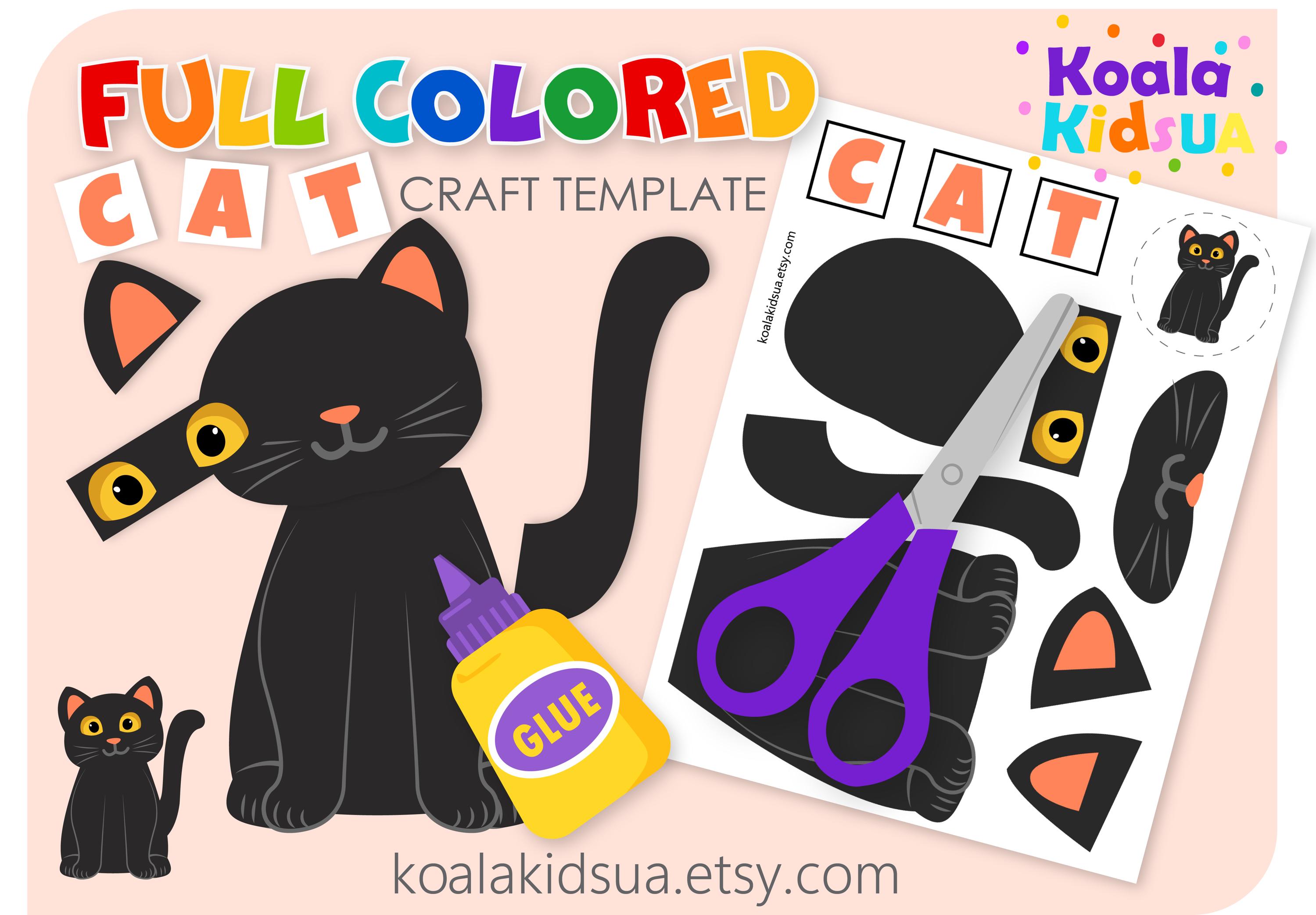 Black Cat Craft for Kids | Halloween Busy Book | Pets Activities | Cut ...