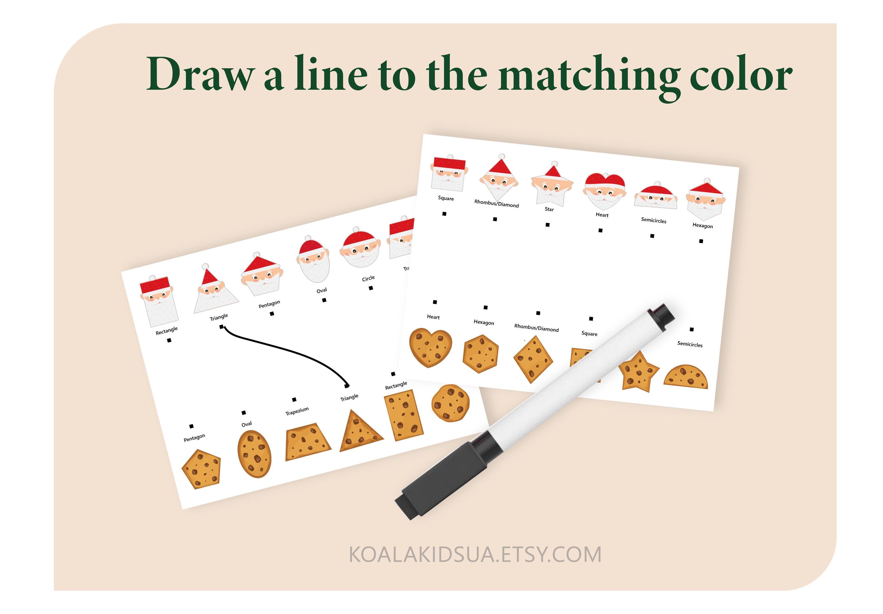 Cookies for Santa Shapes Matching Game | Printable Preschool Worksheets ...