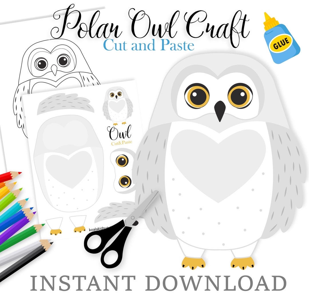 Polar Owl Craft Template: Cut & Paste Activity (digital Download) - Etsy