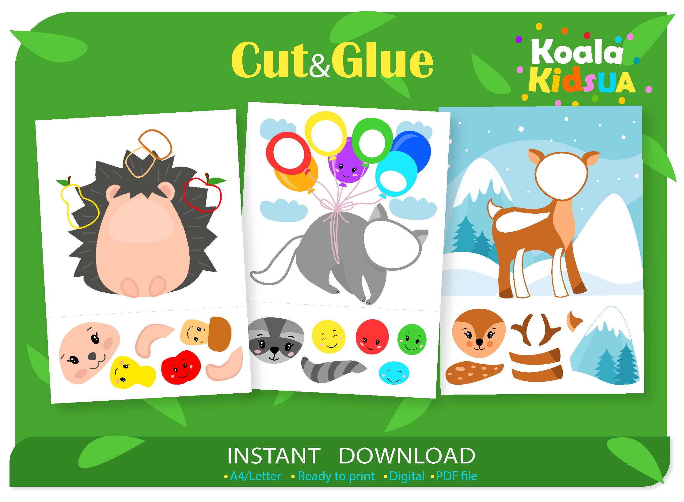 Cut and Paste Printable Activity for Kids Forest Animals Vol.1 BONUS 4 ...