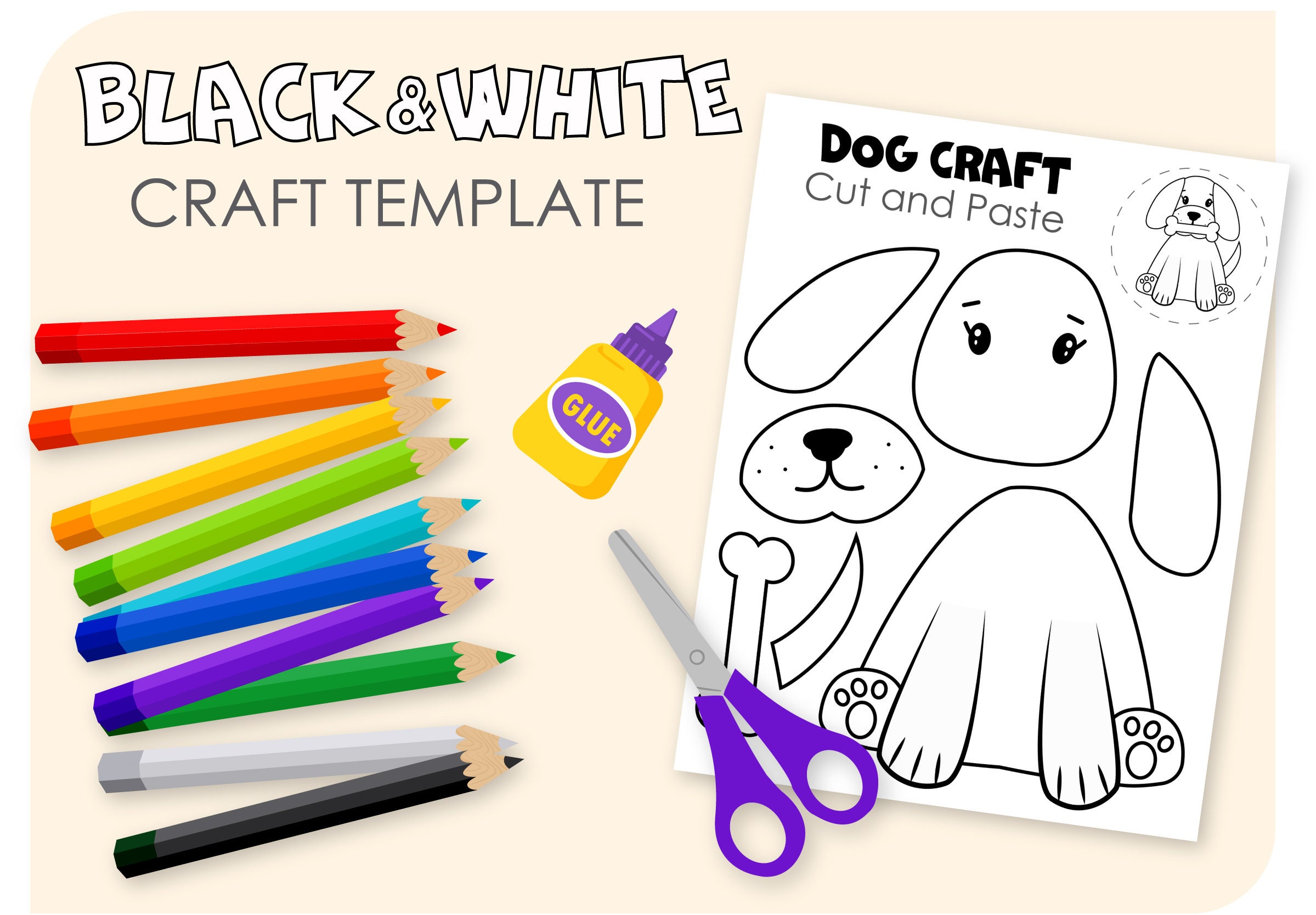 Doggy Craft for Kids | Pets Activities | Cut & Paste | Printable Puppy ...