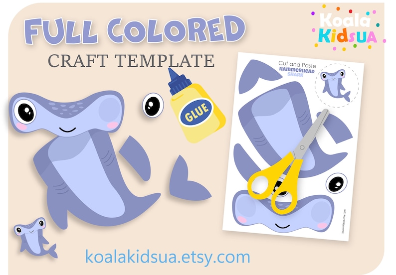 Hammerhead Shark Paper Craft: Printable Ocean Animal Template (PDF ...