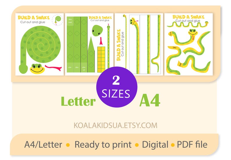 Build a Snake Craft: Scissor Skills Activity (digital Download) - Etsy
