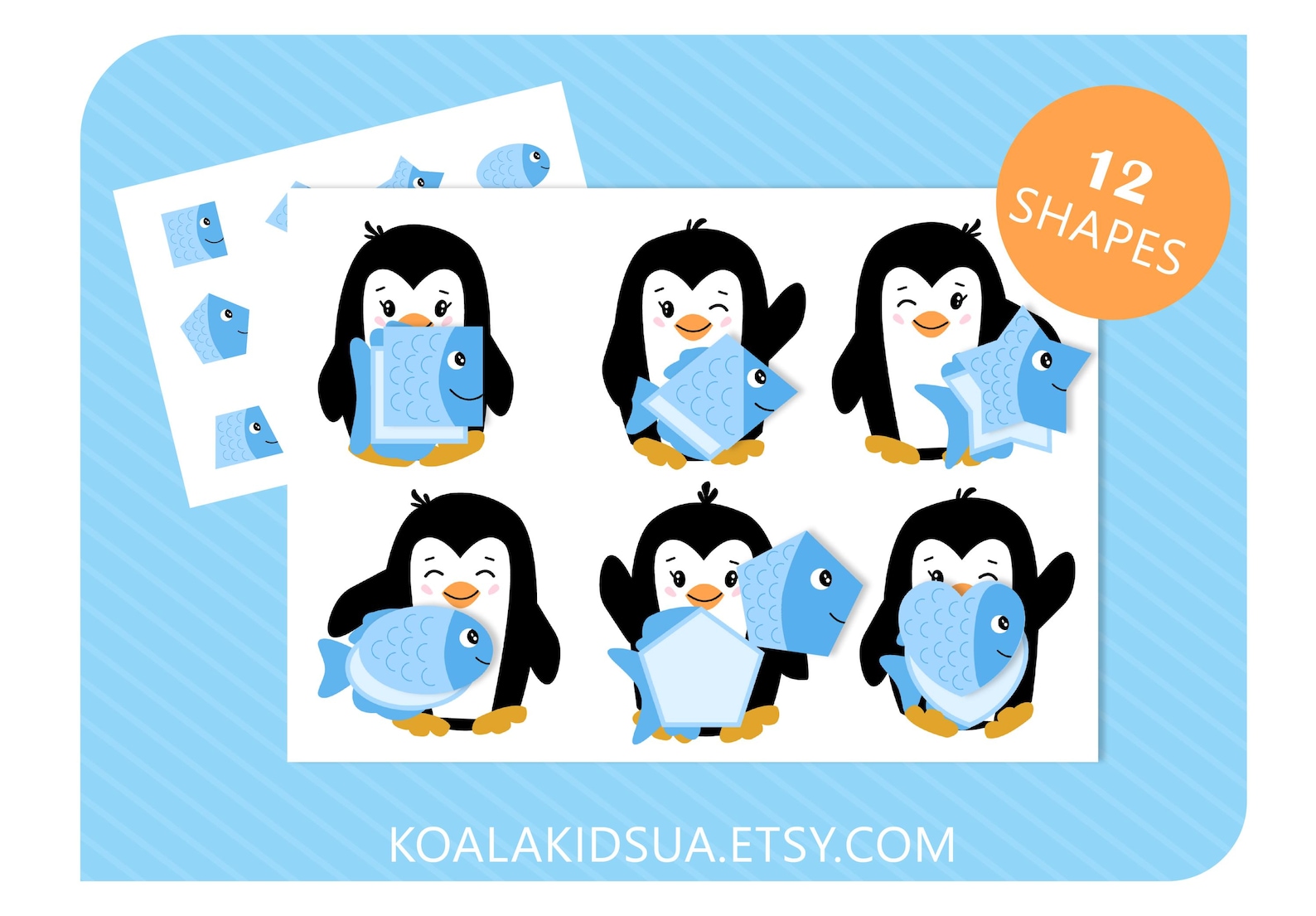Feed the Penguins Fish | 2D Shapes Matching | Activity Winter Busy Book ...
