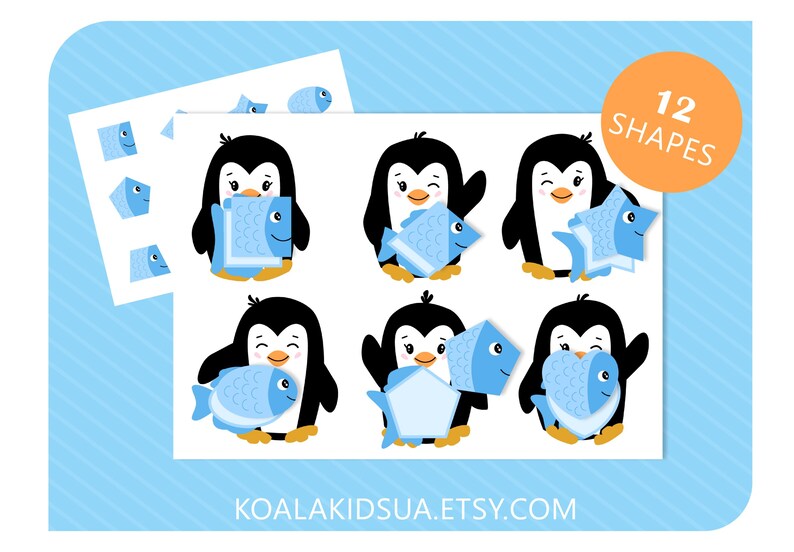 Feed the Penguins Fish | 2D Shapes Matching | Activity Winter Busy Book ...