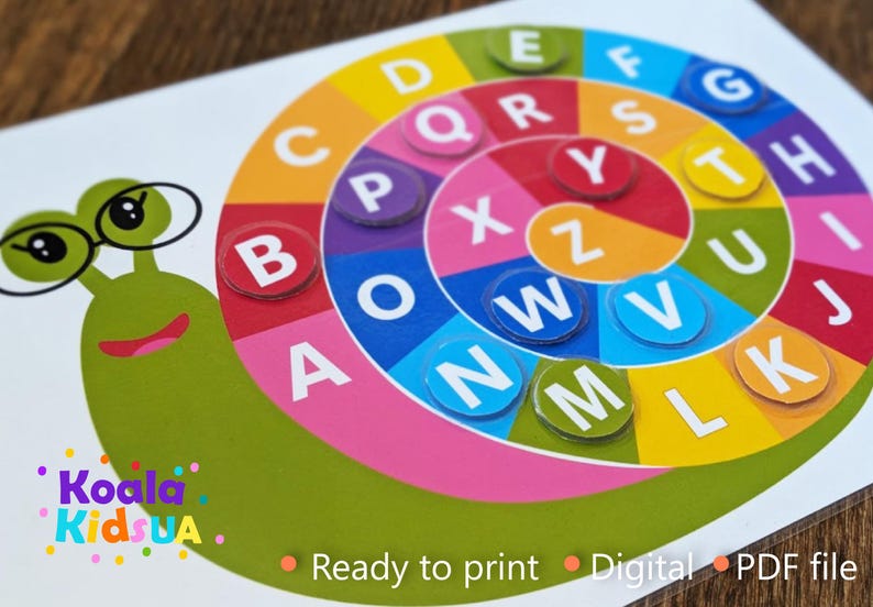 Alphabet Matching Rainbow Summer Snail Velcro Busy Book Printable ...