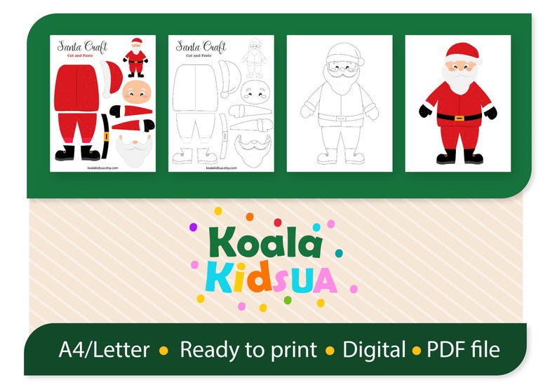 Build Santa Claus | Cut Out & Glue | Printable Coloring Page ...