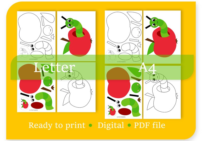 Caterpillar Paper Craft Template: Cut, Paste & Color (digital Download ...