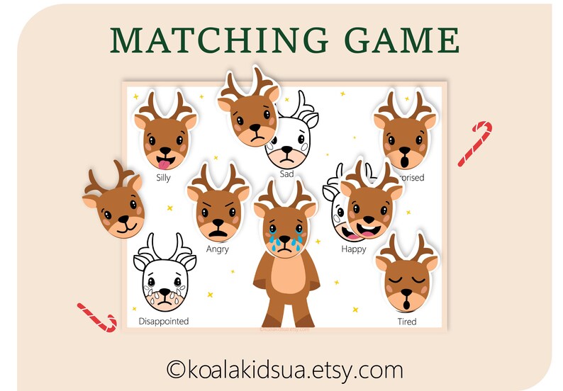 Juego de memoria de emociones del reno / Página de actividades ...