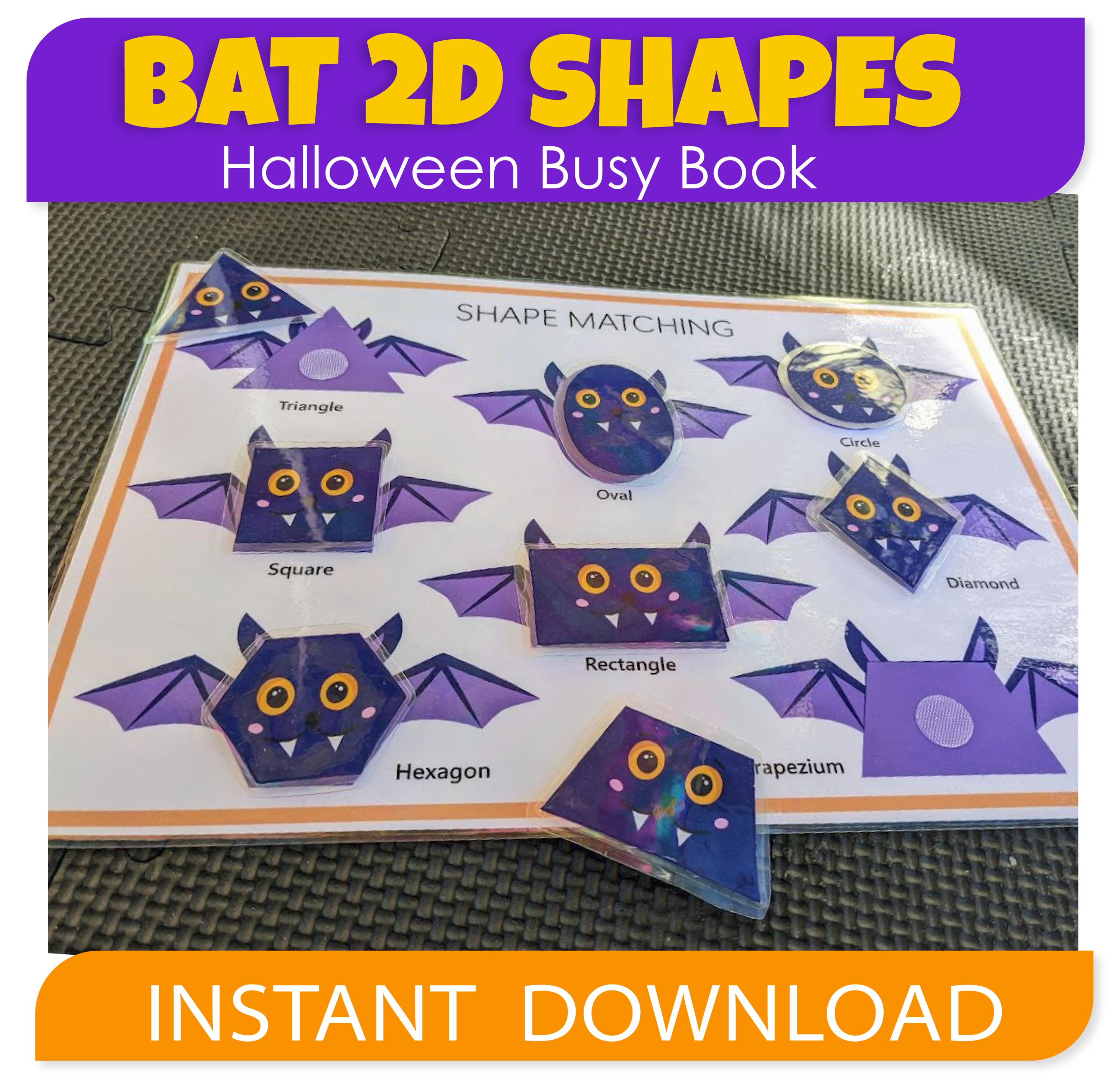 Halloween Bat 2D Shape Matching Game: Montessori Fall Activity ...