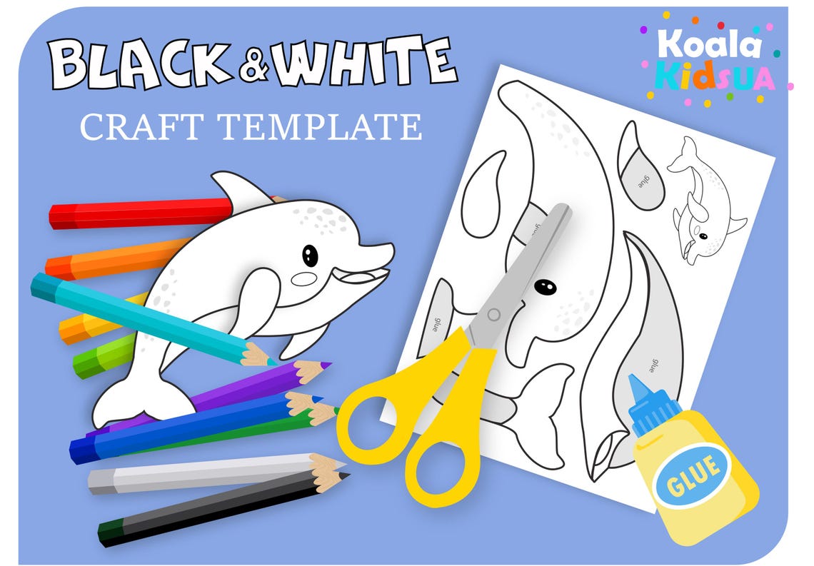 Build a Dolphin Craft Template Cut Out and Glue | Paper Ocean | Color ...