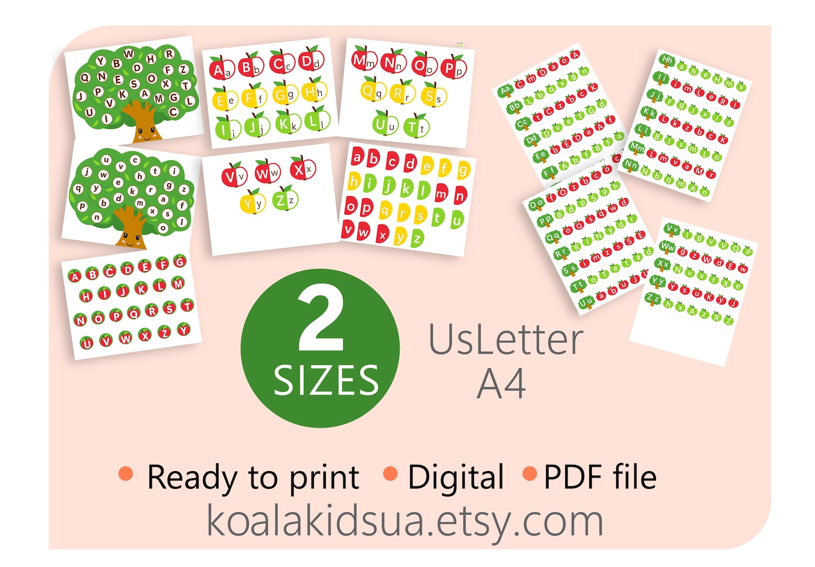 Apple Tree Alphabet Match Activity: Preschool Printable (digital ...