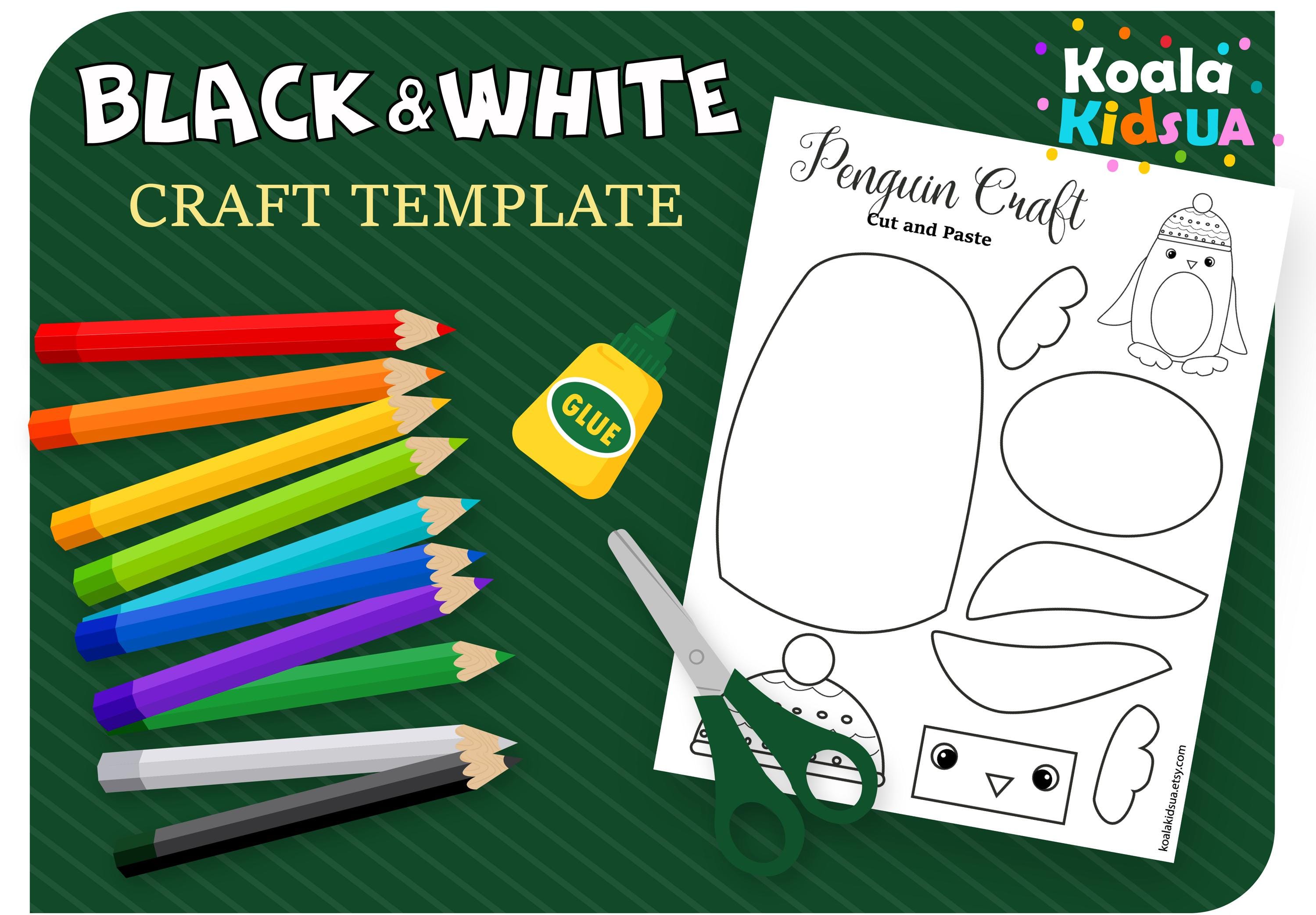 Penguin Cut and Glue | Paper Christmas Craft | Coloring Page ...