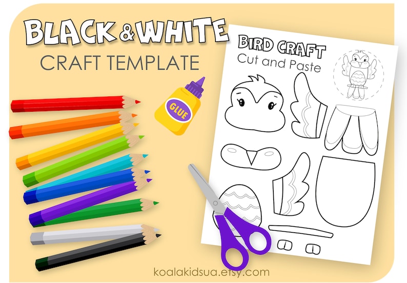 Bird Craft for Kids | Pets Activities | Cut and Paste | Printable Red ...