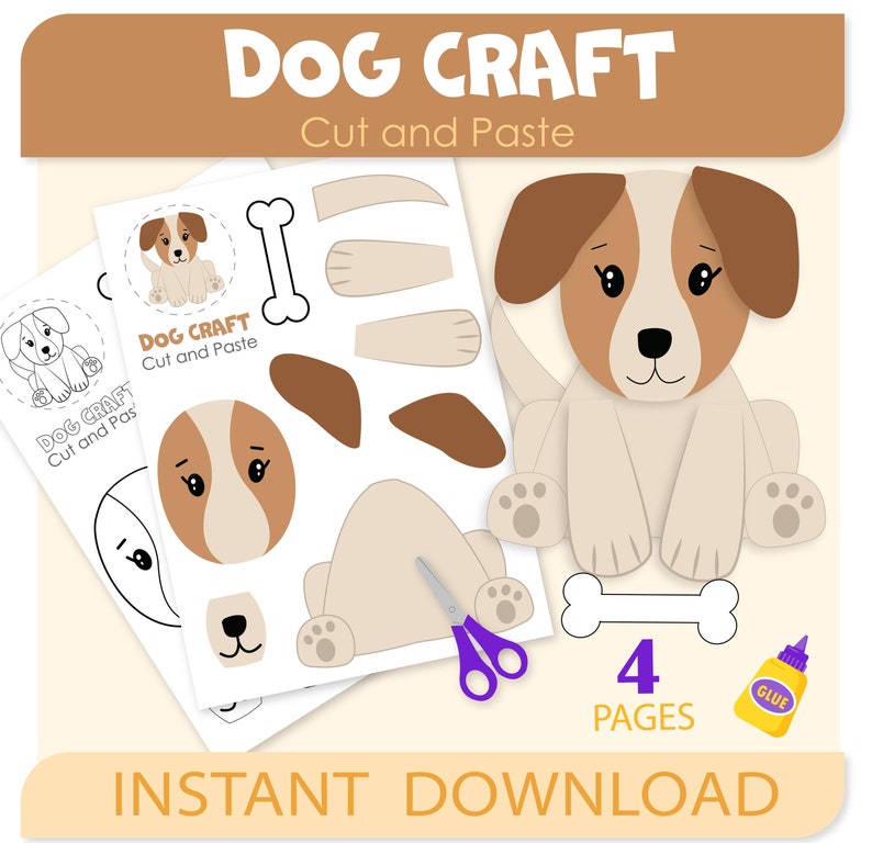Dog Craft for Kids | Jack Russell Terrier | Pets Activities | Cut ...