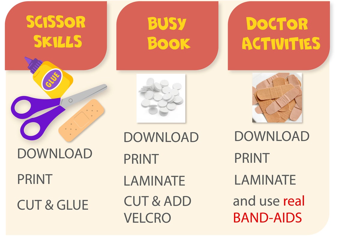 Band-aid Animal Treat Cut & Paste Activity: Toddler Quiet Book (digital ...