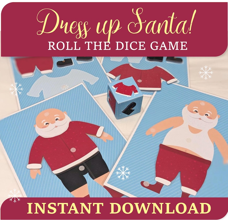 Dress up Santa Claus | Roll a Dice Game | Printable Winter Activity ...