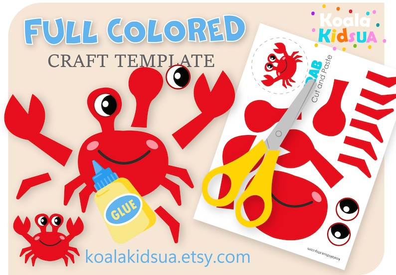Crab Paper Craft Template: Printable Ocean Animal Activity (PDF ...