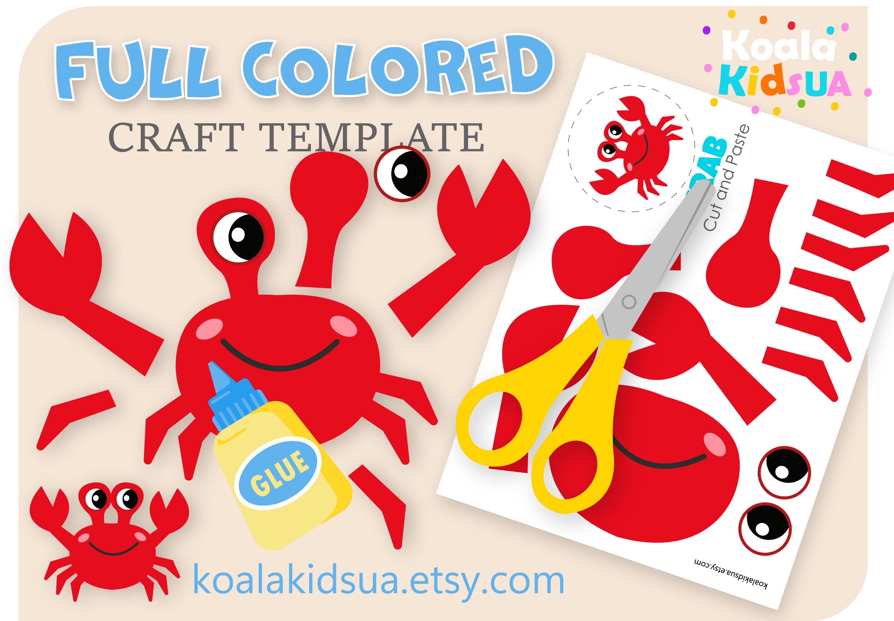 Crab Paper Craft Template: Printable Ocean Animal Activity (PDF ...