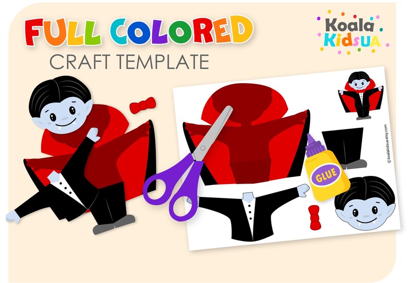 Printable Vampire Craft Template: Color, Cut & Paste Paper Doll (PDF ...