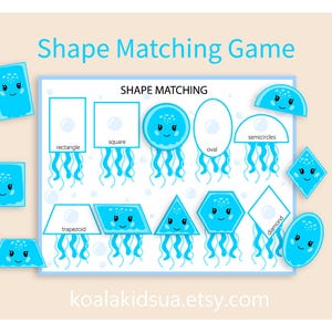 Jellyfish Activities | Shape Matching | Digital 2D Shapes Summer Busy ...