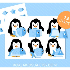 Penguin Shapes Matching Game: Winter Preschool Printable (digital ...